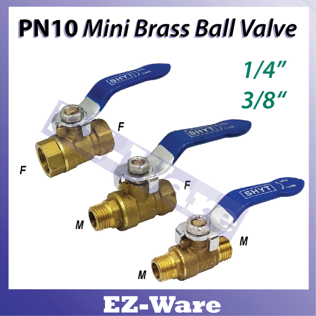 1/4" , 3/8” Brass Mini Ball Valves Male Female Thread Hose Water Oil ...