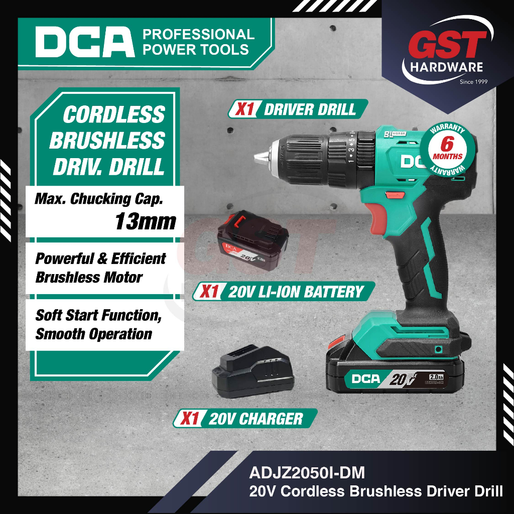 DCA 20V Cordless Brushless Driver Drill ADJZ2050I Rechargeable Drill ...
