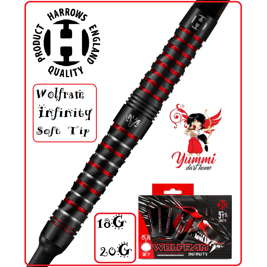 Harrows Dart Soft Tip - 97% Tungsten Wolfram Infinity (18G 20G) | Shopee Malaysia