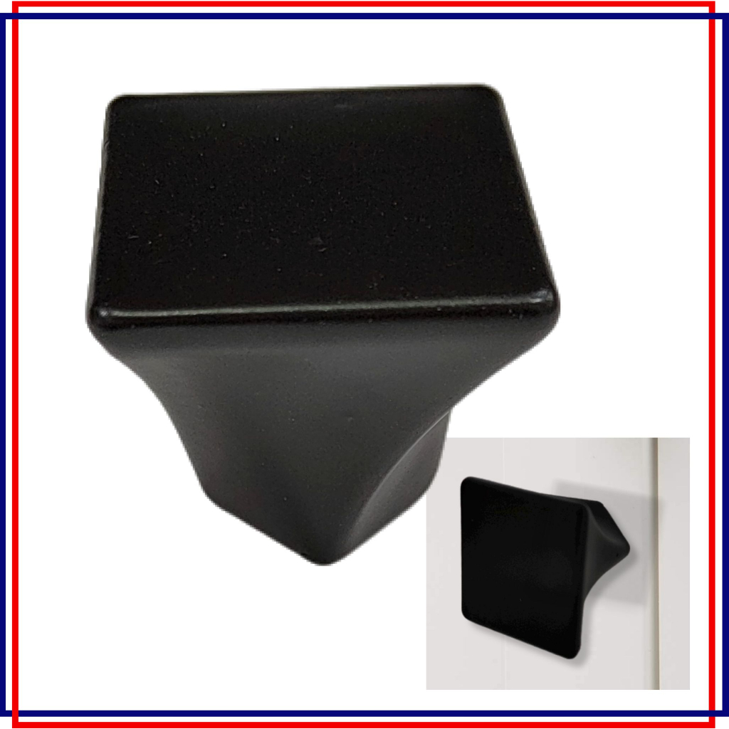 FY Modern Matt Black Square Knob Handle Drawer Cabinet Door Handle ...