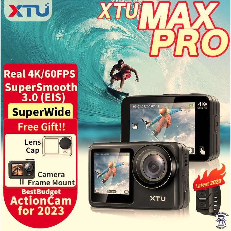 Xtu Max Pro 4K60 WiFi Action Camera Waterproof Body Dual Touch Screen Display SuperSmooth Akaso ...