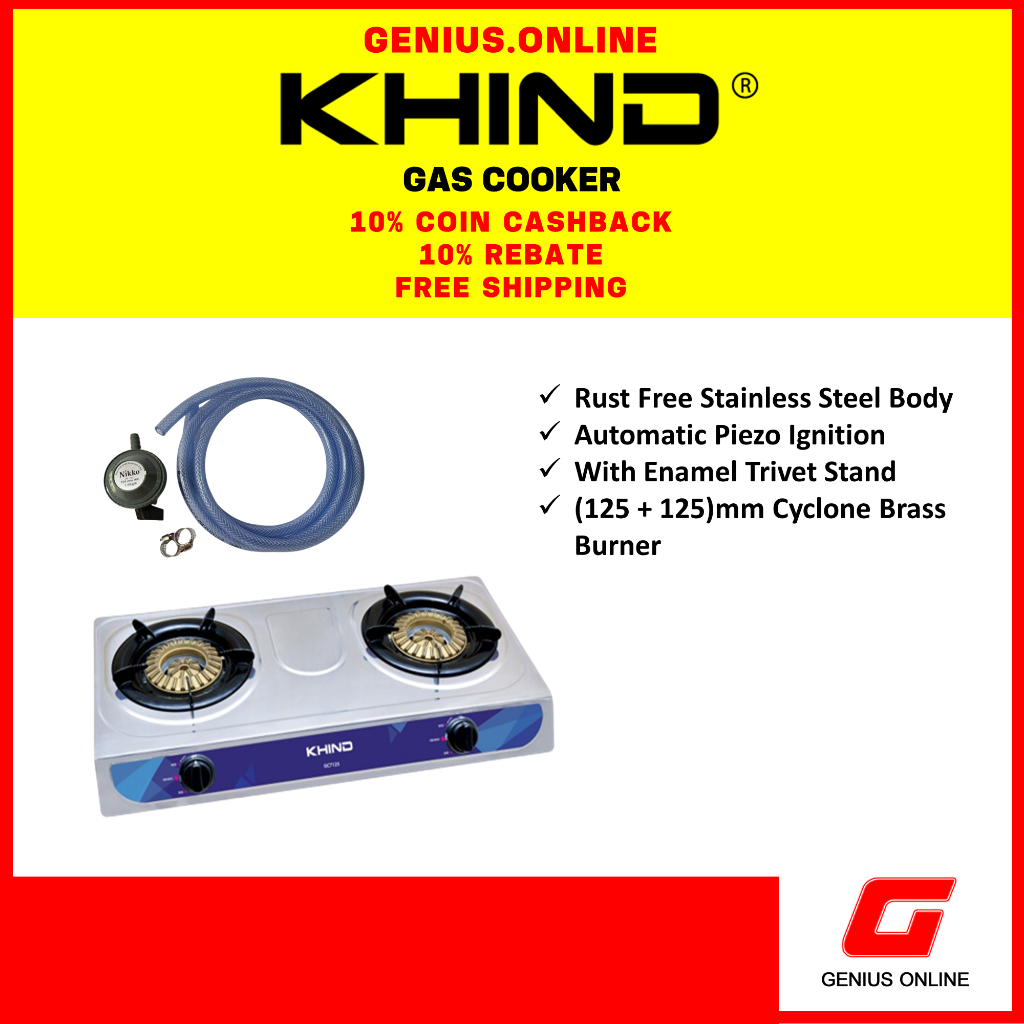 KHIND Stainless Steel Gas Double Gas Stove GC7125 | Shopee Malaysia