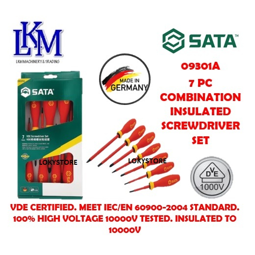 SATA 09301A 7 PCS G-series VDE Insulated Combination Screwdriver Set ...