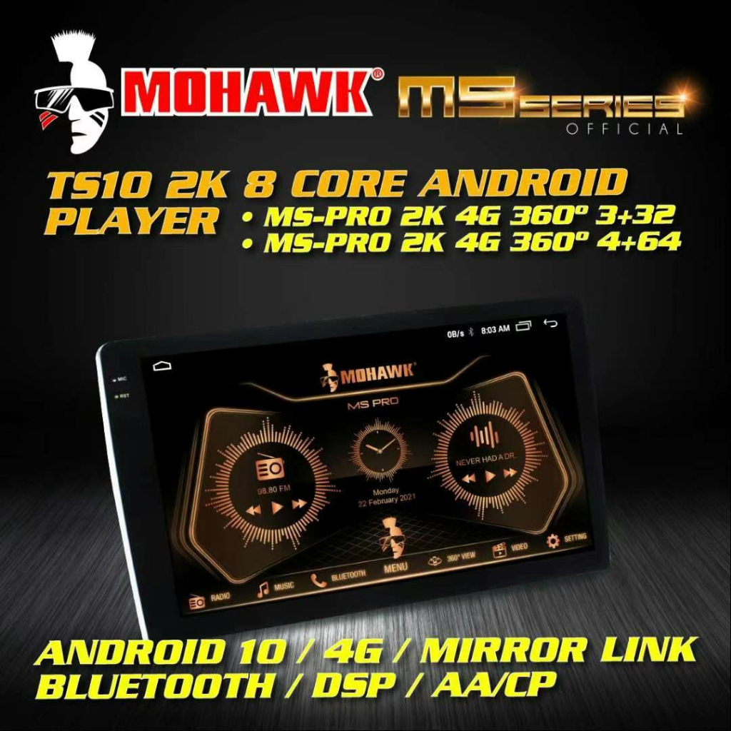MOHAWK MS PRO Series 2K 360 QLED 8 Core Car Android Player can add on ...