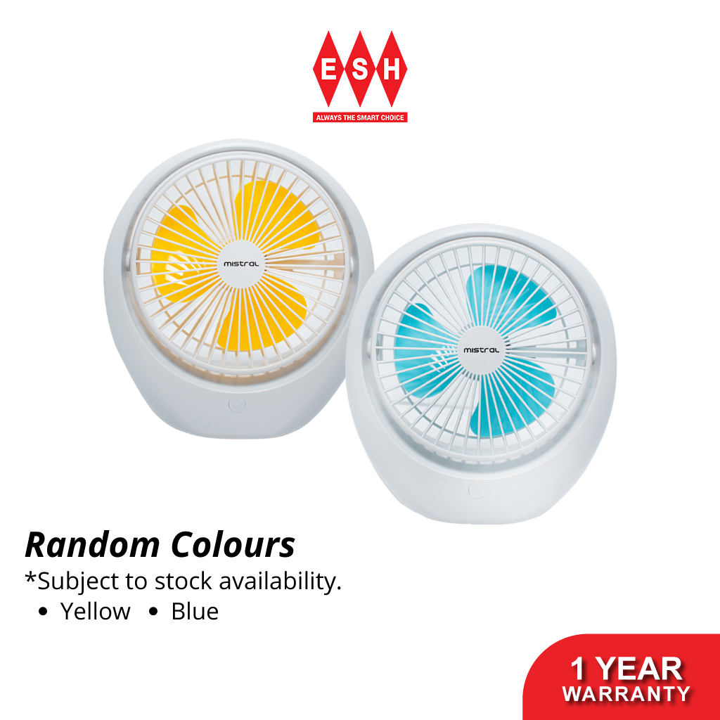 Mistral MRF65 (Random Colours) 3 Wind Speed Mini Rechargeable Fan ...