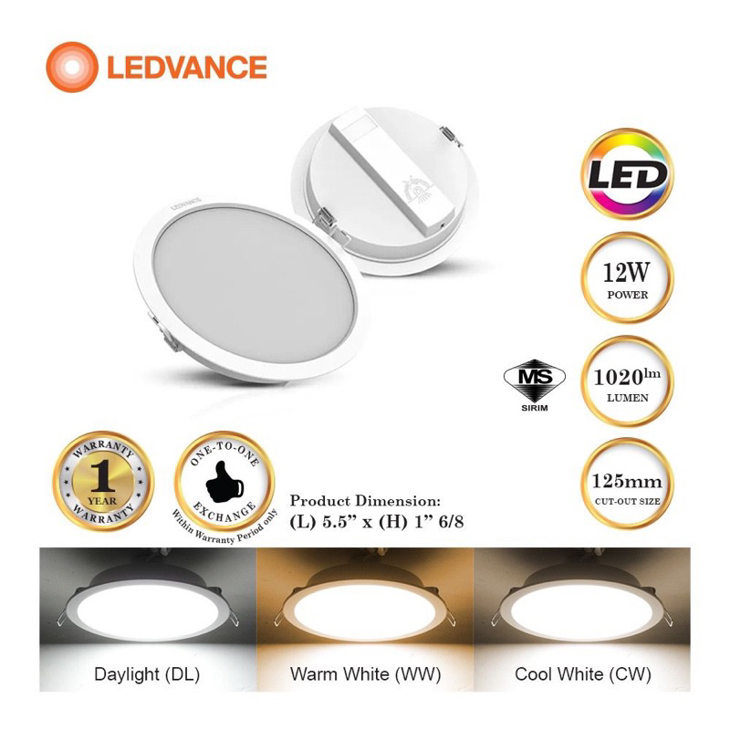 LEDVANCE BY OSRAM LED Downlight G2 5 inch 12W / 6 inch 18W / 8 inch 24W ...