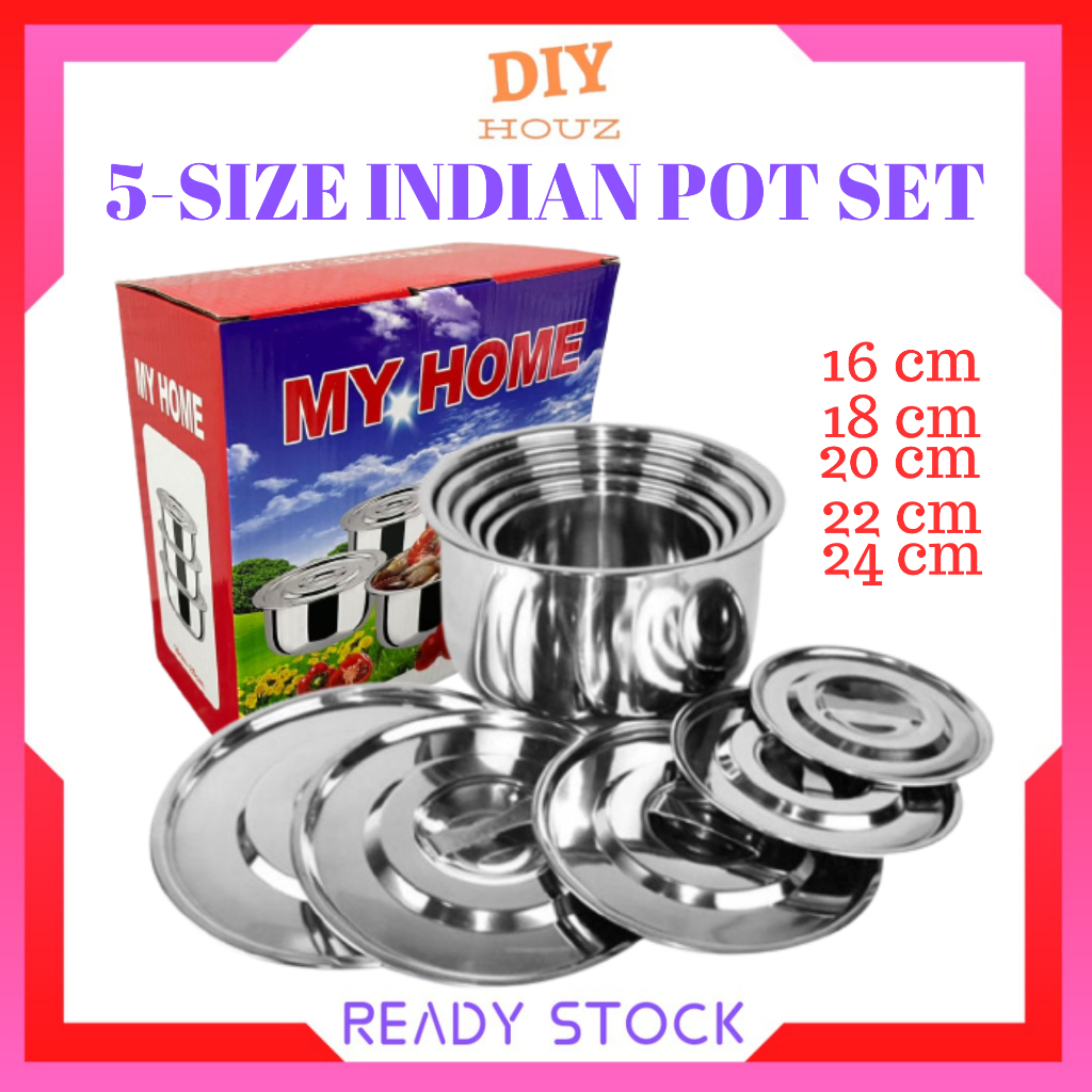 STAINLESS STEEL INDIAN POT SET / COOKING POT / PERIUK /FOOD POT ...