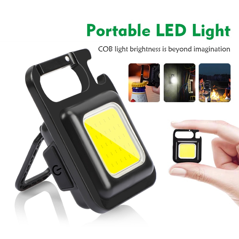 LED Mini MAGNET KEYCHAIN COB Light Portable Pocket Flashlight USB ...