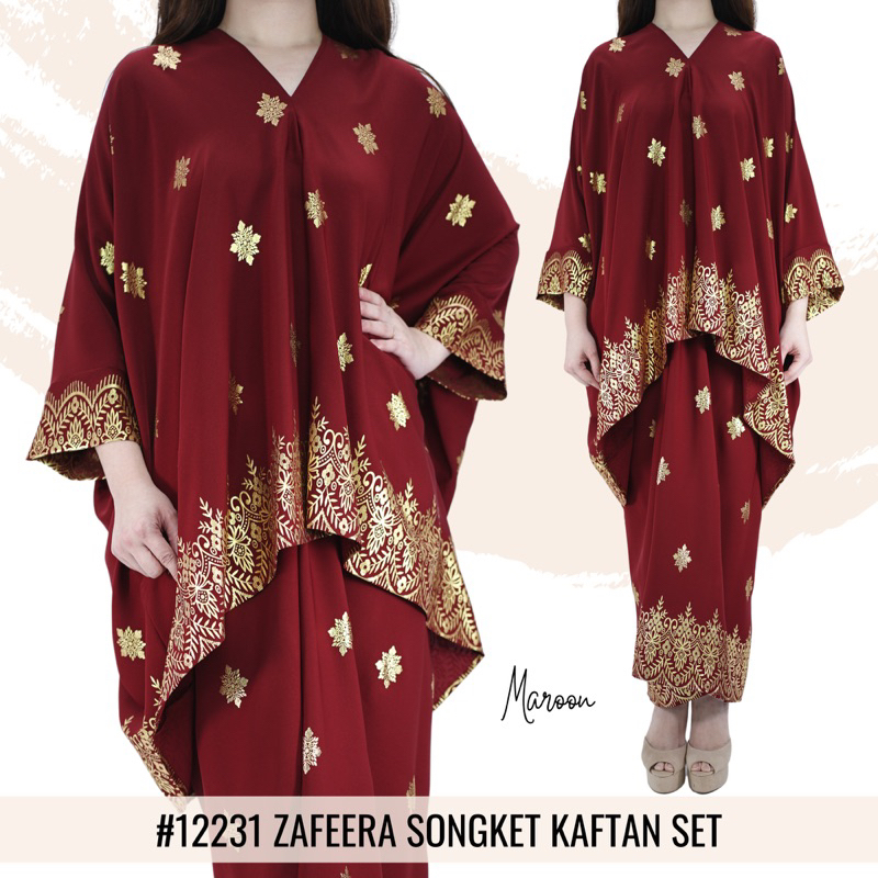 ZAFEERA SONGKET KAFTAN SET BAJU RAYA KURUNG BRIDESMAID NIKAH READY ...