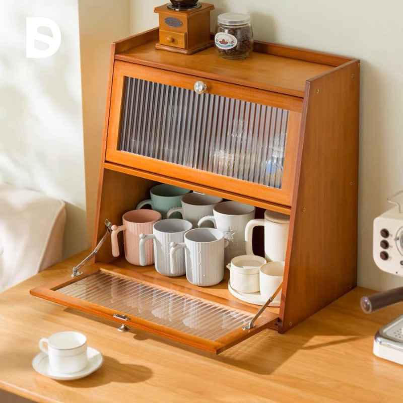 🇲🇾Ready Stock Muji Style Bamboo Kitchen Cabinet 50cm Almari Coffee ...