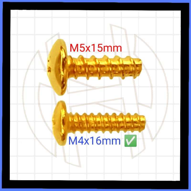 (1BIJI) HONDA Screw M4x16mm GOLD Tapping coverset , Vario 150 & 160, RS ...