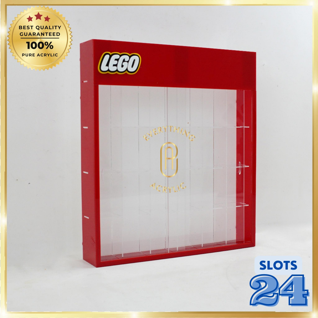 🔥24 SLOTS LEGO ACRYLIC RACK🔥Display Box Minifigure Doll Dust Cover WITH ...