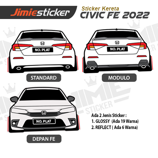 Sticker Honda Civic FE 2022, Sticker Belakang Honda, Custom Sticker ...