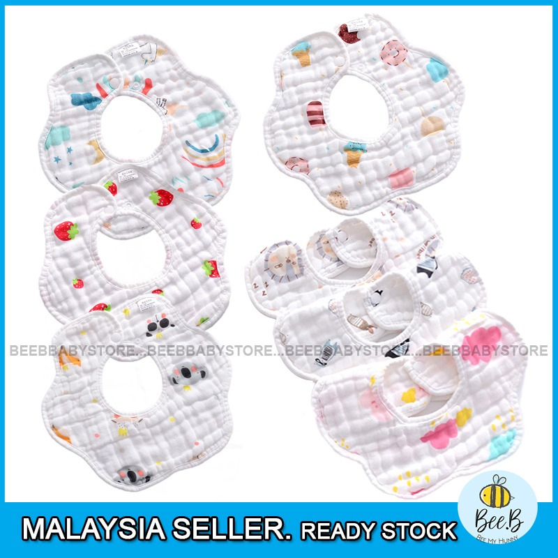 Baju Bayi Berkolar Bunga 8 layers Baby Flower Bib Newborn Infant Baby ...