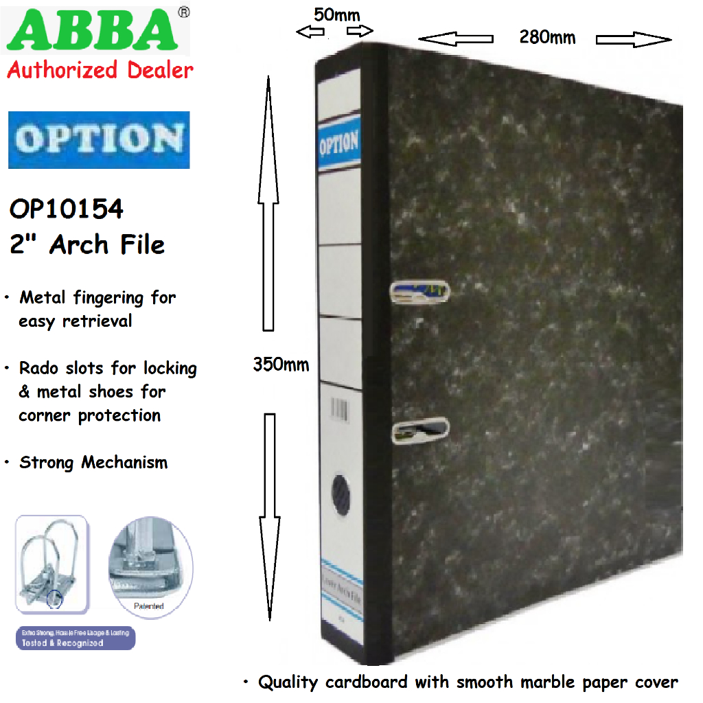 ABBA Option Level Arch File 2 inch / 3 inch Fail Kulit Keras Hitam 2 ...