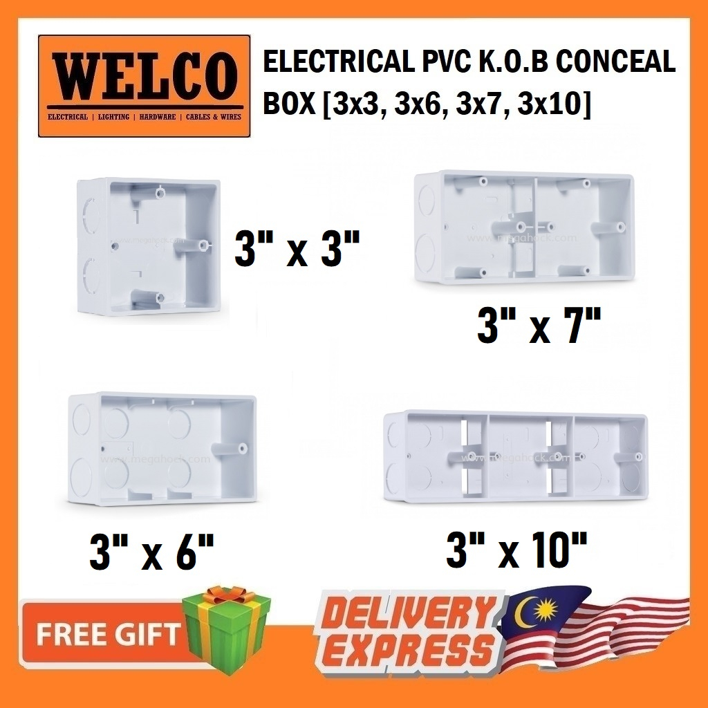 ELECTRICAL PVC K.O.B CONCEAL BOX [3X3, 3X6, 3X7, 3X10] HEAVY DUTY ...