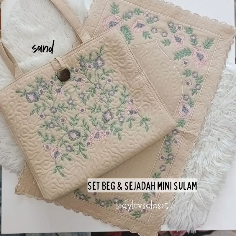 Set Beg dan Sejadah Muka Sulam Rose | Shopee Malaysia