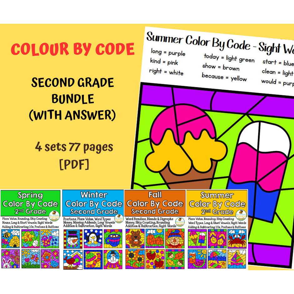 A69 - [PDF] Colour by Code (with answer) 4 sets 77 pages - preschool ...