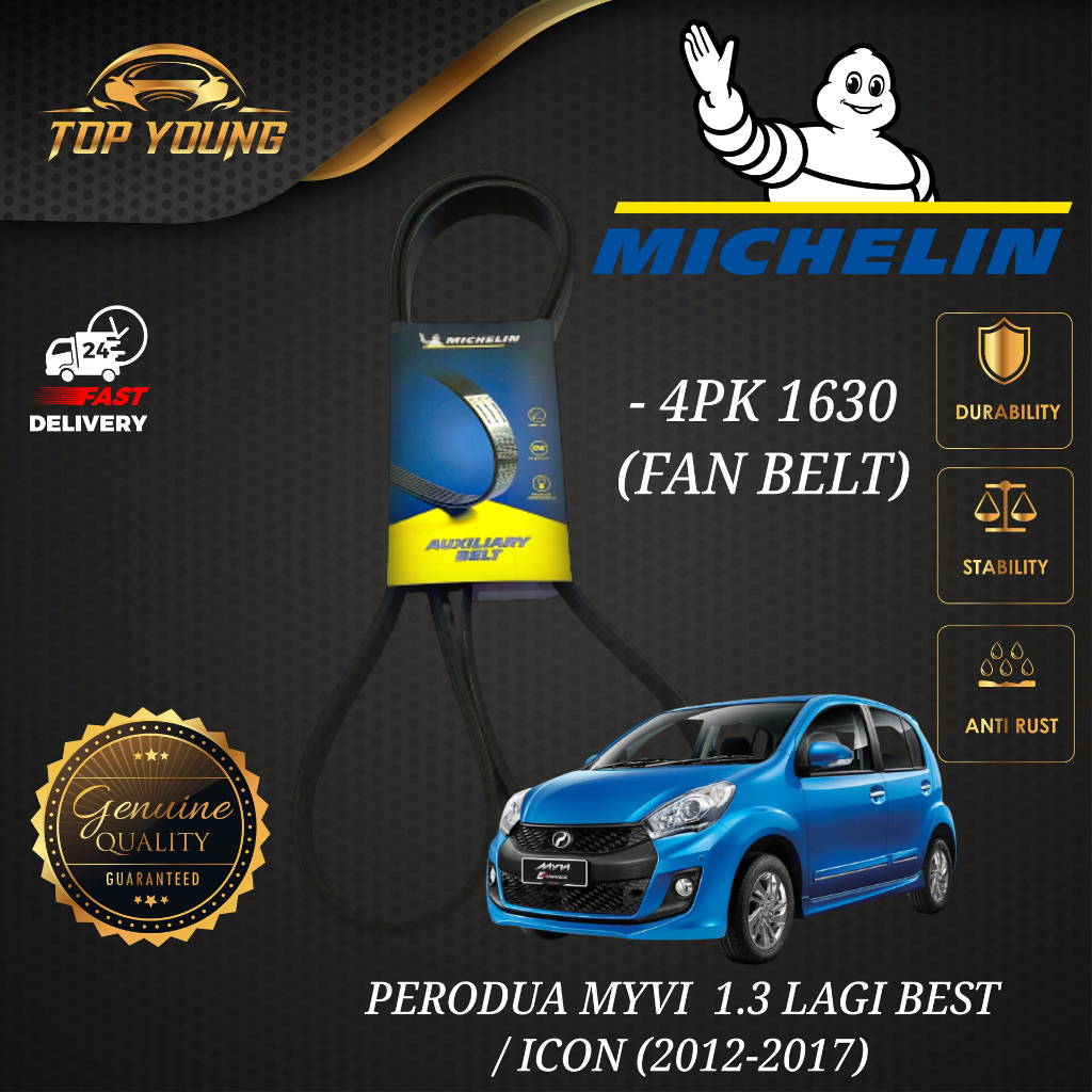 MICHELIN PERODUA MYVI 1.3 LAGI BEST ICON FAN BELT 2012-2017 4PK 1630 ...