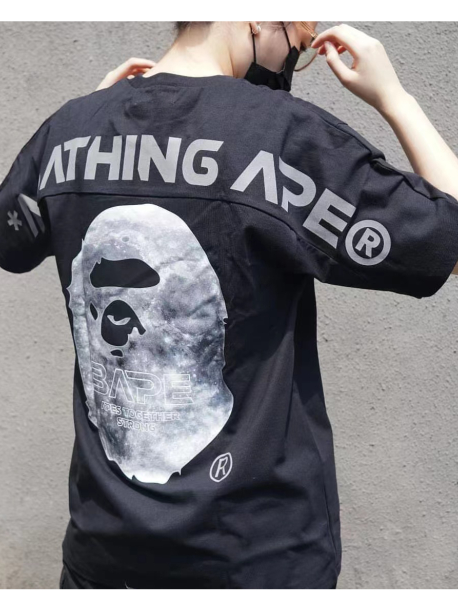 A bathing ape T-shirt ape head moon letter loose bape t shirt casual ...