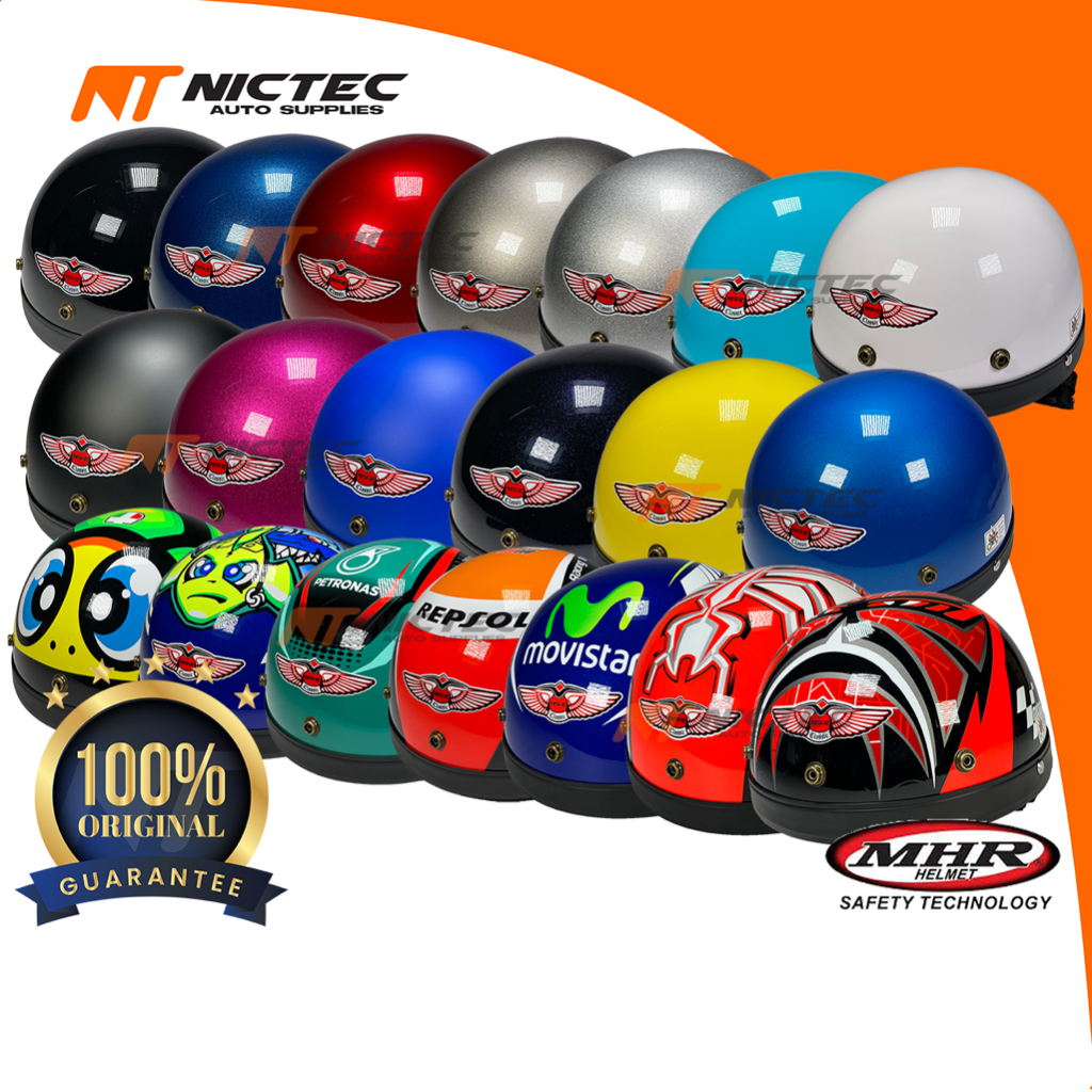 MHR HELMET 100% ORIGINAL!!! STENG SEPARUH TOPI KELEDAR HALF CUT BLACK ...