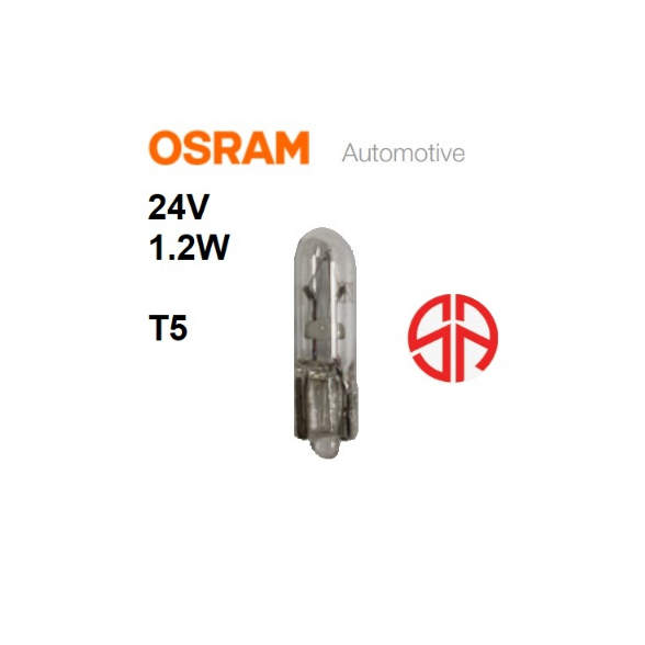 24V 1,2W T5 Osram 2741 W2x4,6d Truck Glass Wedge Light Bulb Dash ...
