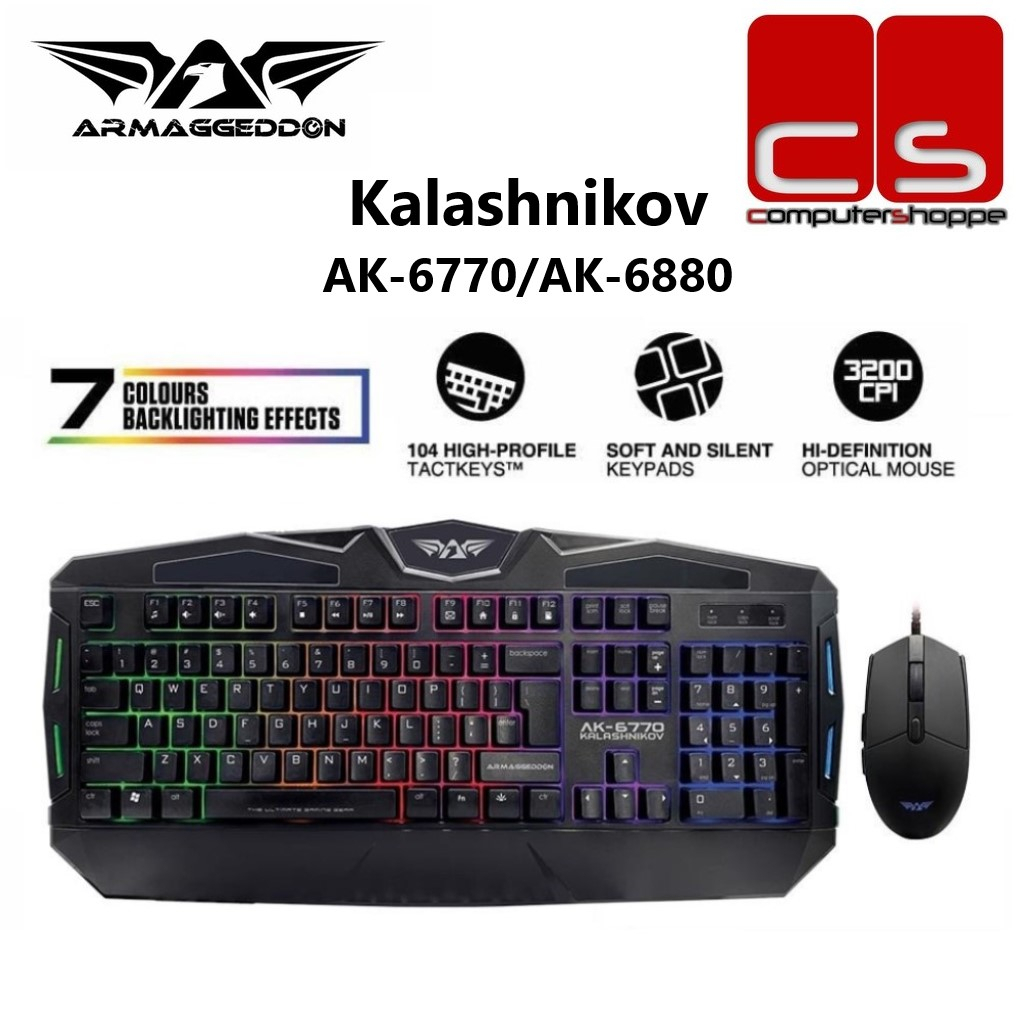 Armaggeddon Kalashnikov Membrane Keyboard And Mouse Combo Ak 6770ak 