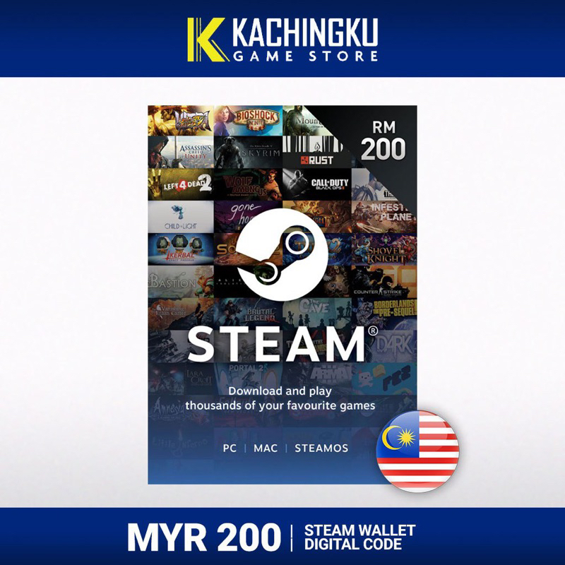 Steam Wallet Code (MALAYSIA / MY) - RM200 | Shopee Malaysia