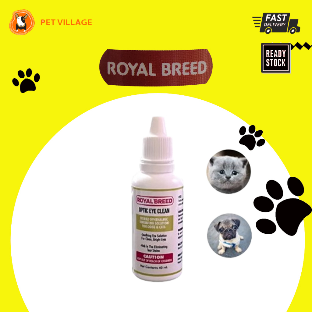 ROYAL BREED Optic Eye Clean Sterile Ophthalmic Irrigating Solution For Cats & Dogs 40ML | Shopee ...