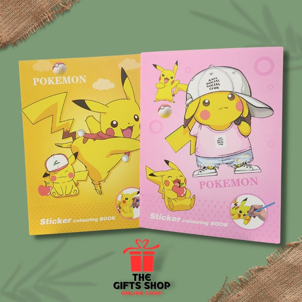 Colouring Book and 2 pages Sticker Pokemon - Kids colour book | Shopee ...