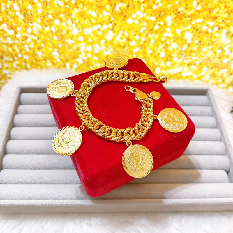 Rantai Tangan Lipan Dinar Cop 916 Emas Bangkok Emas Korea 24k Shopee Malaysia