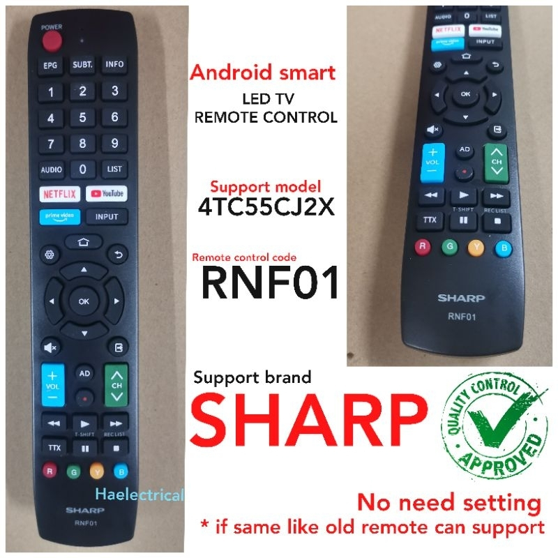 Sharp RN-F01 Smart TV Remote Control RNF01 4TC55CJ2X (Original quality ...