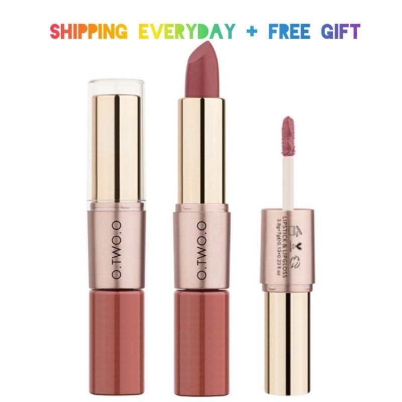 O.TWO.O 2 in 1 Matte Lipstick & Liquid Lipstick 12 Color Easy to Wear ...