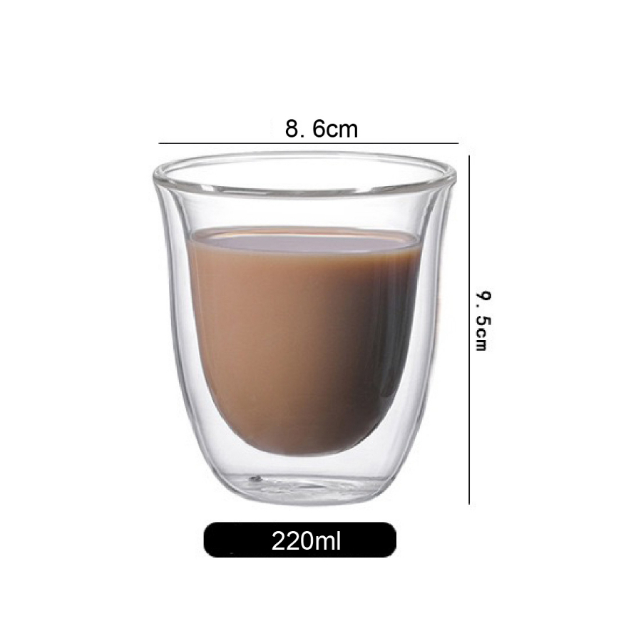 (Ready Stock)Coffee Espresso Tea Double Wall Borosilicate Glass Cup Mug Handle 80ml 150ml 250ml ...