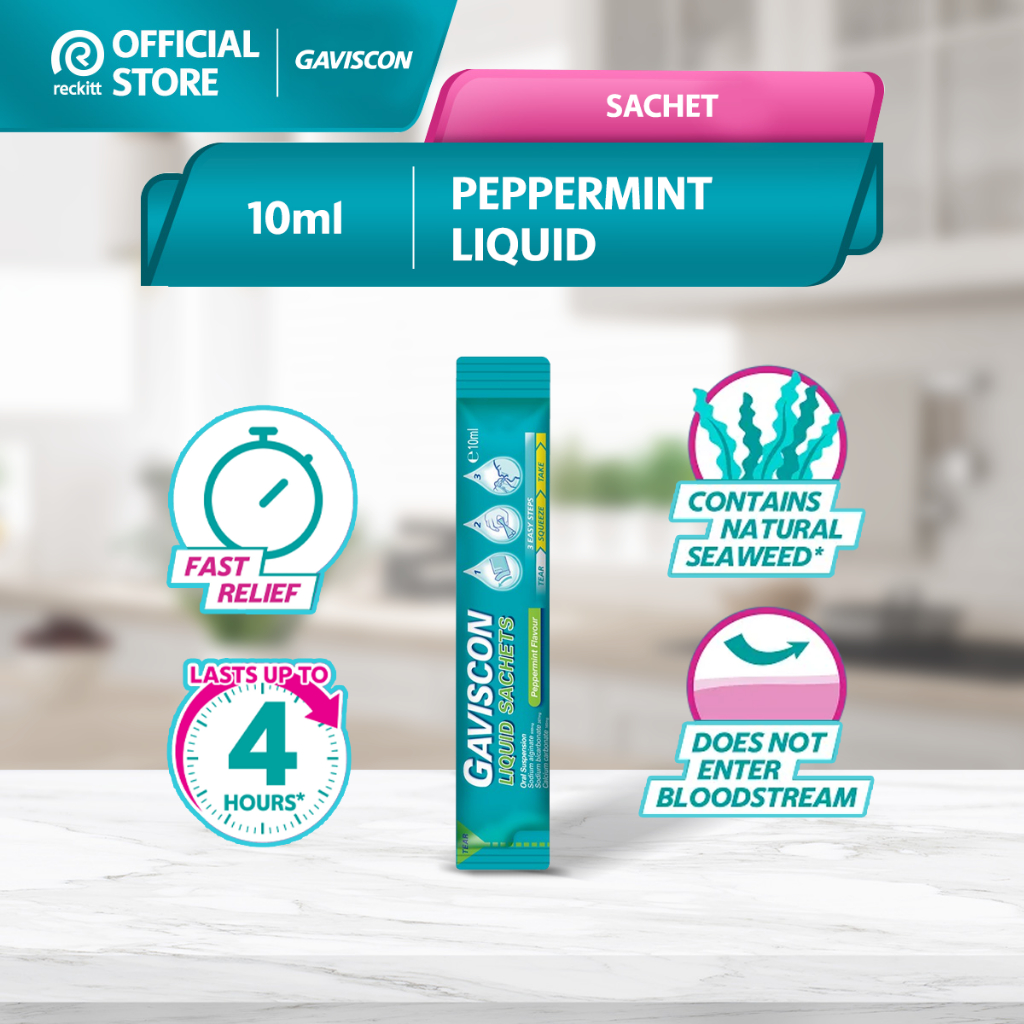 Gaviscon Peppermint Liquid Sachet 10ml Relief From Heartburn And Acid