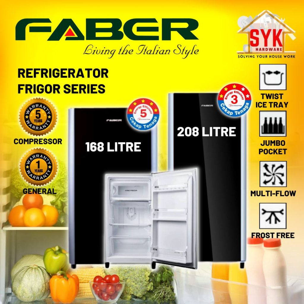 SYK Faber Refrigerator FRIGOR 168BK 208BK Fridge 1 Door Refrigerator 1 ...