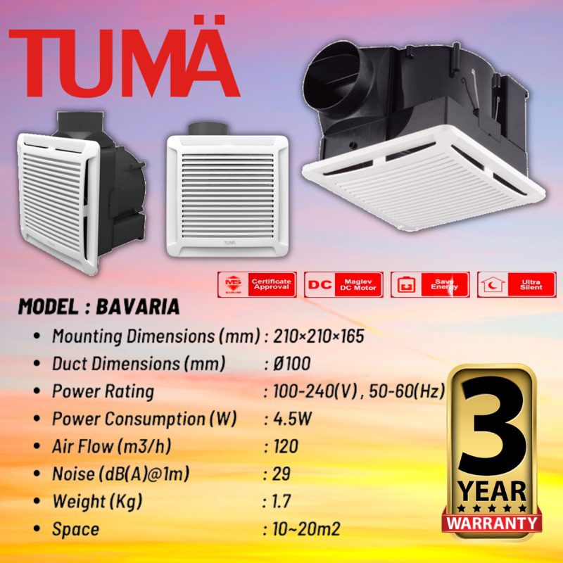 TUMA/RED LABEL DC MOTOR VENTILATION EXHAUST FAN ( SAKURA/IM25/COCO ...