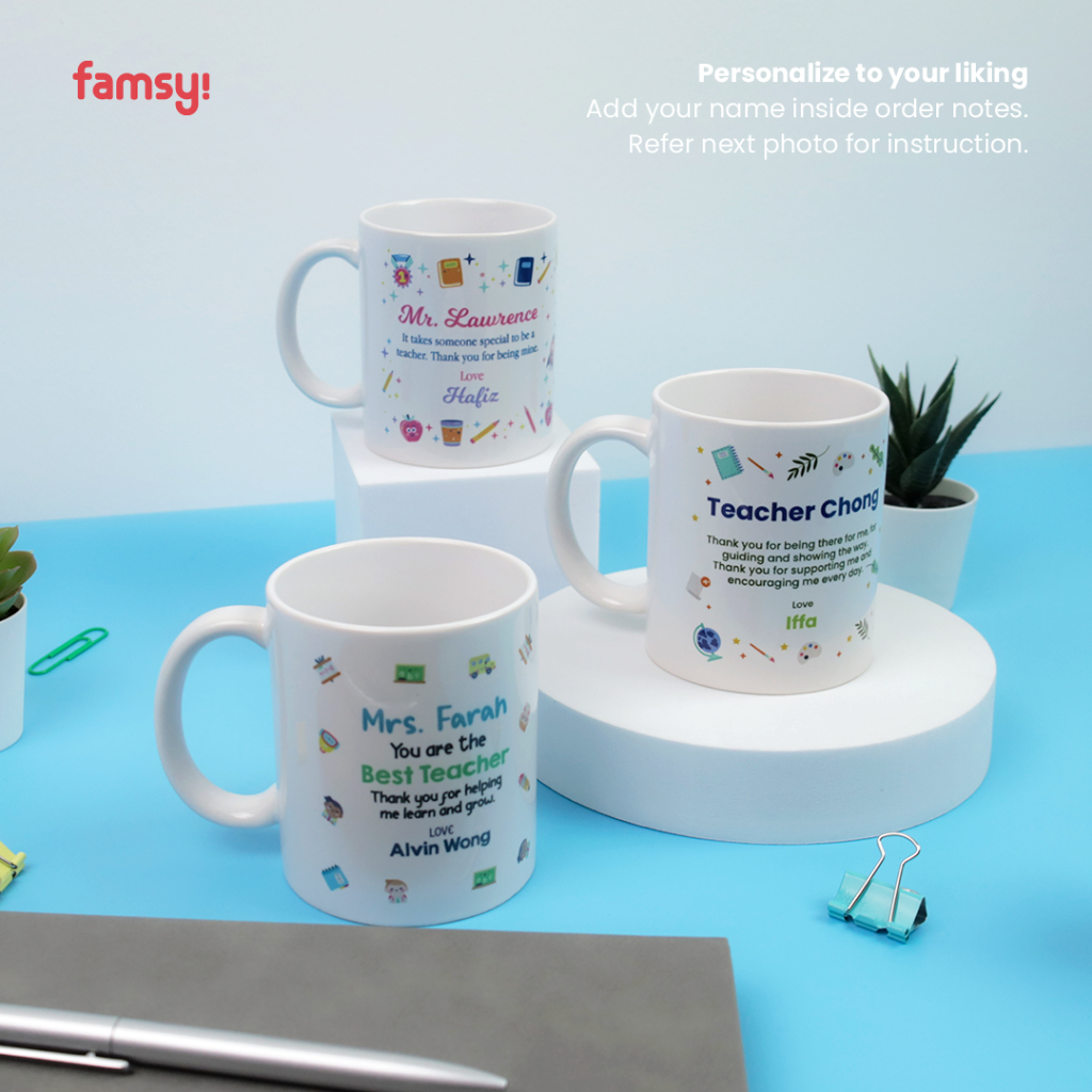 FAMSY Teachers Day 2023 Mug Ceramic Gift Teachers Gift Set Hadiah Cikgu ...
