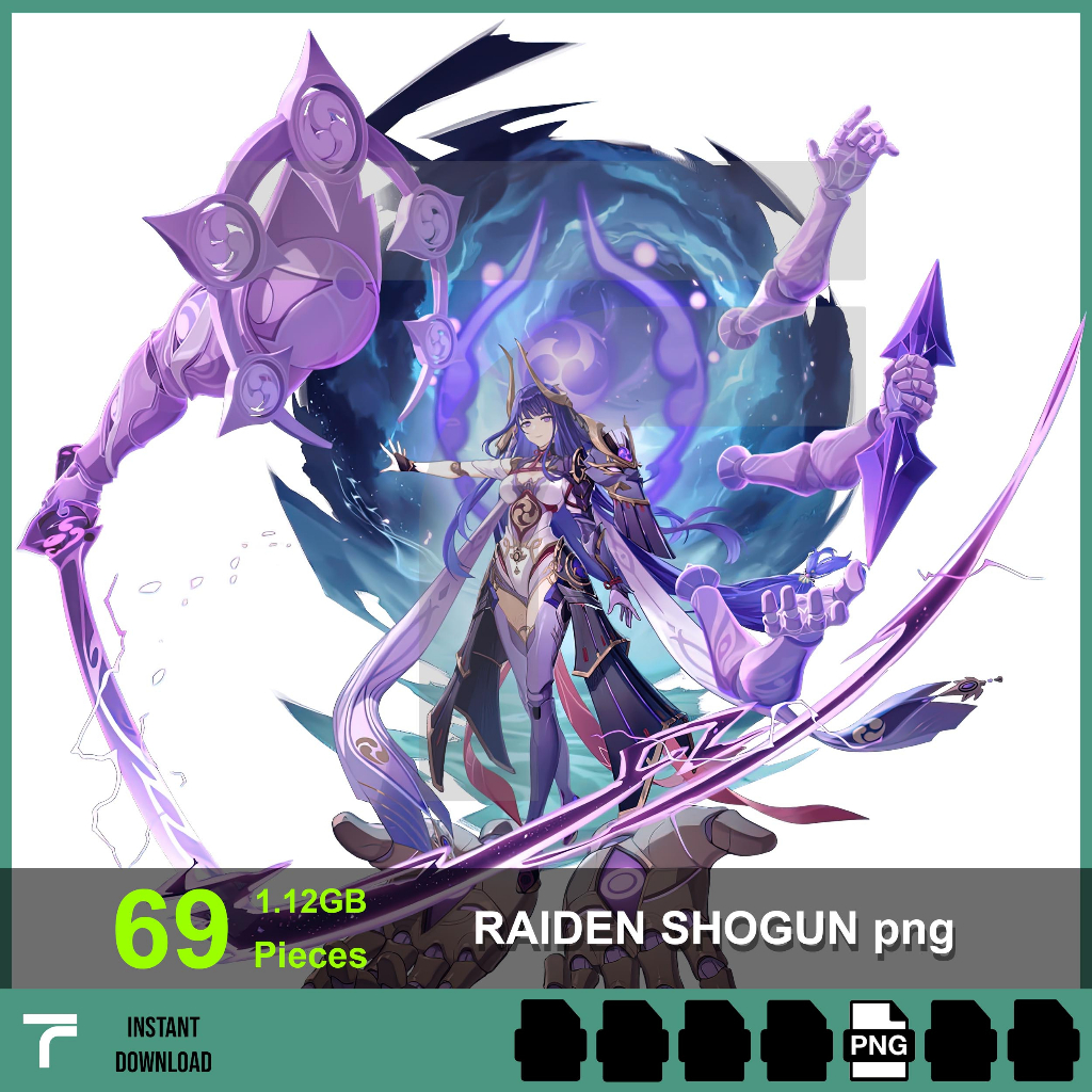 E0052 - Genshin Impact Games Character Art Illustration PNG, THe Raiden ...