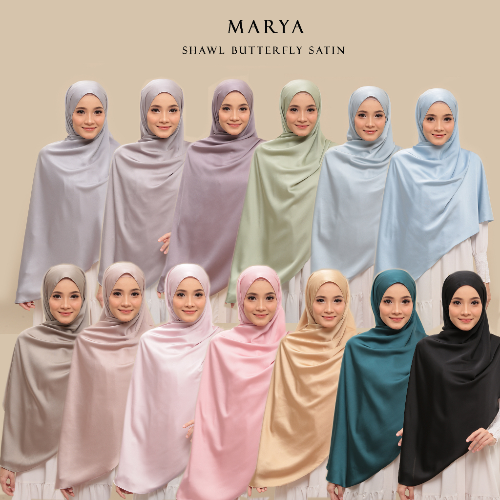 BShawl Satin Shawl Butterfly Labuh Marya Wide Shawl Satin Labuh ...