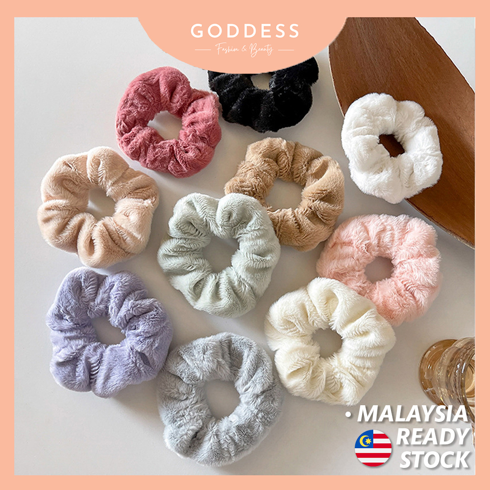 GODDESS Plush scrunchie ponytail Candy colour plush scrunchie hair ring ...