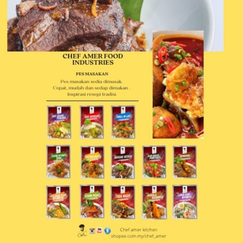 [READY STOCK] Pes Masakan by Chef Amer/Asam Pedas/Rendang/Briyani/Tiga ...
