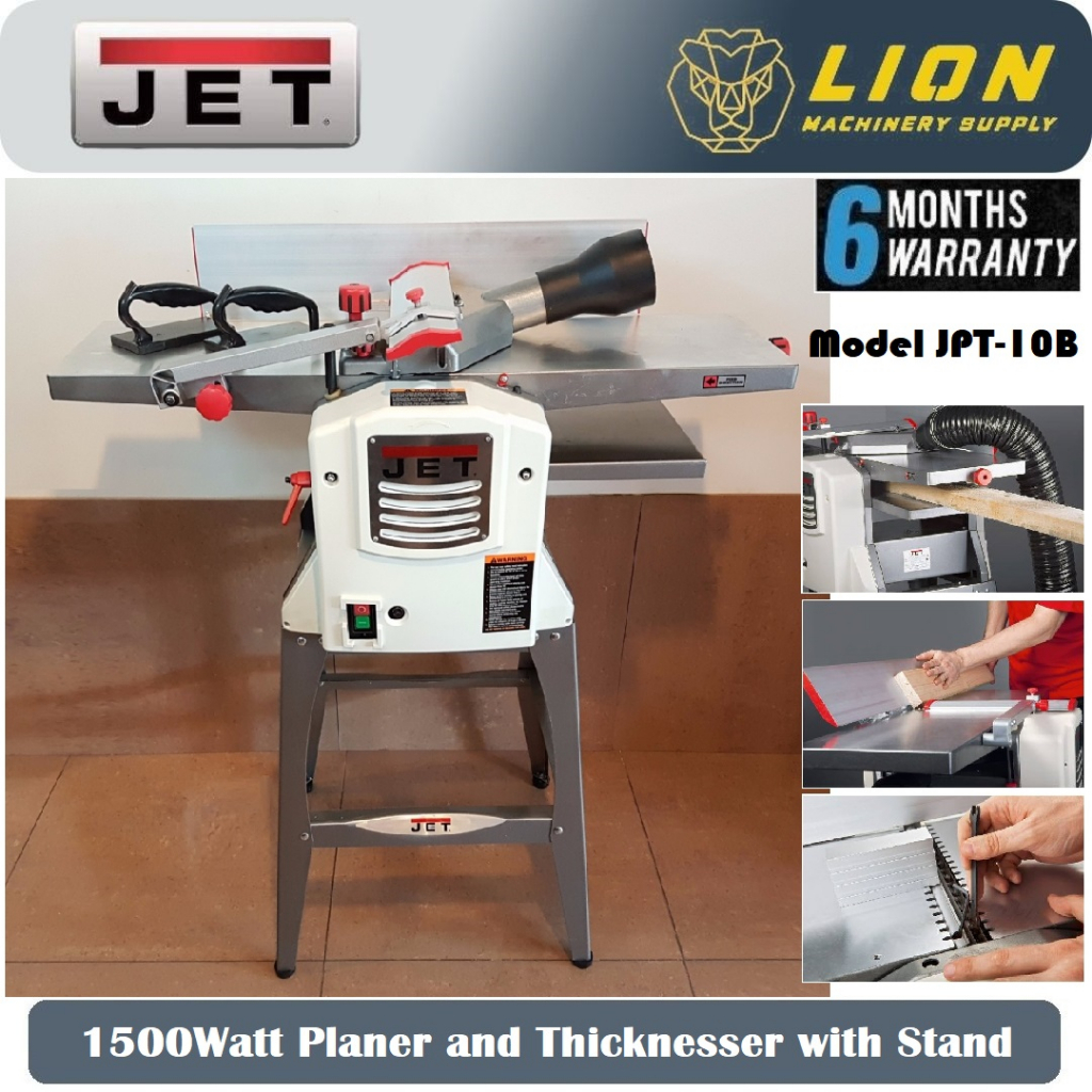 JET Tools 1500W 10" 254mm Thickness Planer & Jointer Machine JPT-10B ...