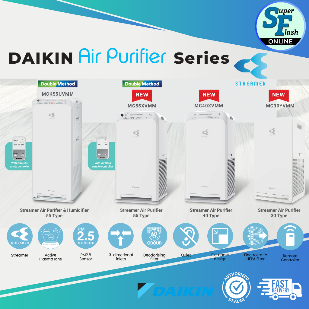 [DAIKIN] Air Purifier Active plasma ion MCK55UVMM / MC55XVMM / MC40XVMM ...
