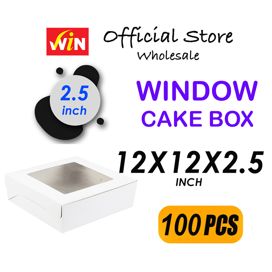 12X12X2.5" Window Cake Box Folding Box with Window, Kuih Lapis Kotak ...
