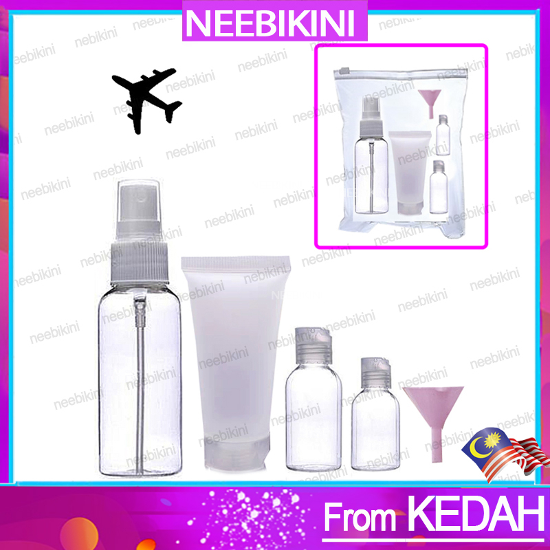A22B Travel kit cosmetic bottles toiletries kit 5 in 1 refill botol ...