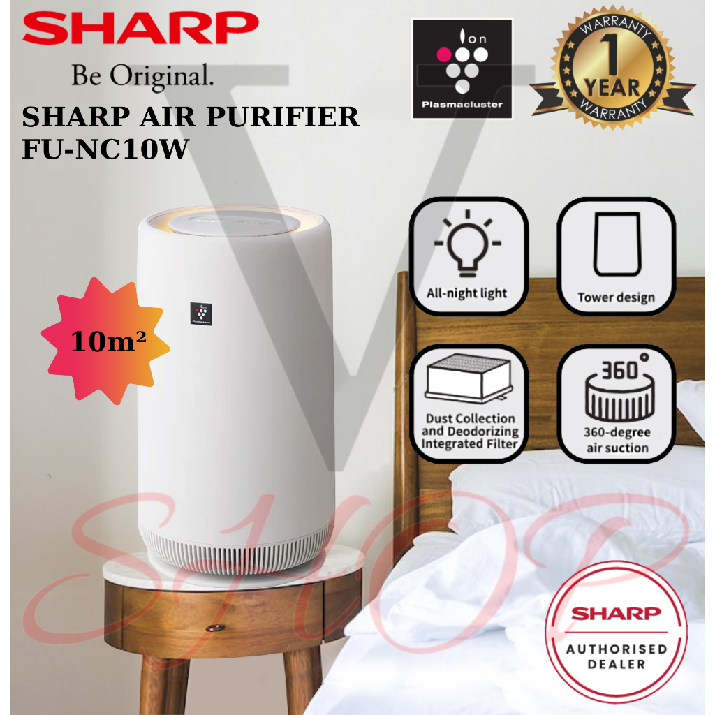 SHARP 10m² AIR PURIFIER WITH 360° CYLINDRICAL AIR PURIFICATION FU-NC01W // FU-NC01-W | Shopee ...