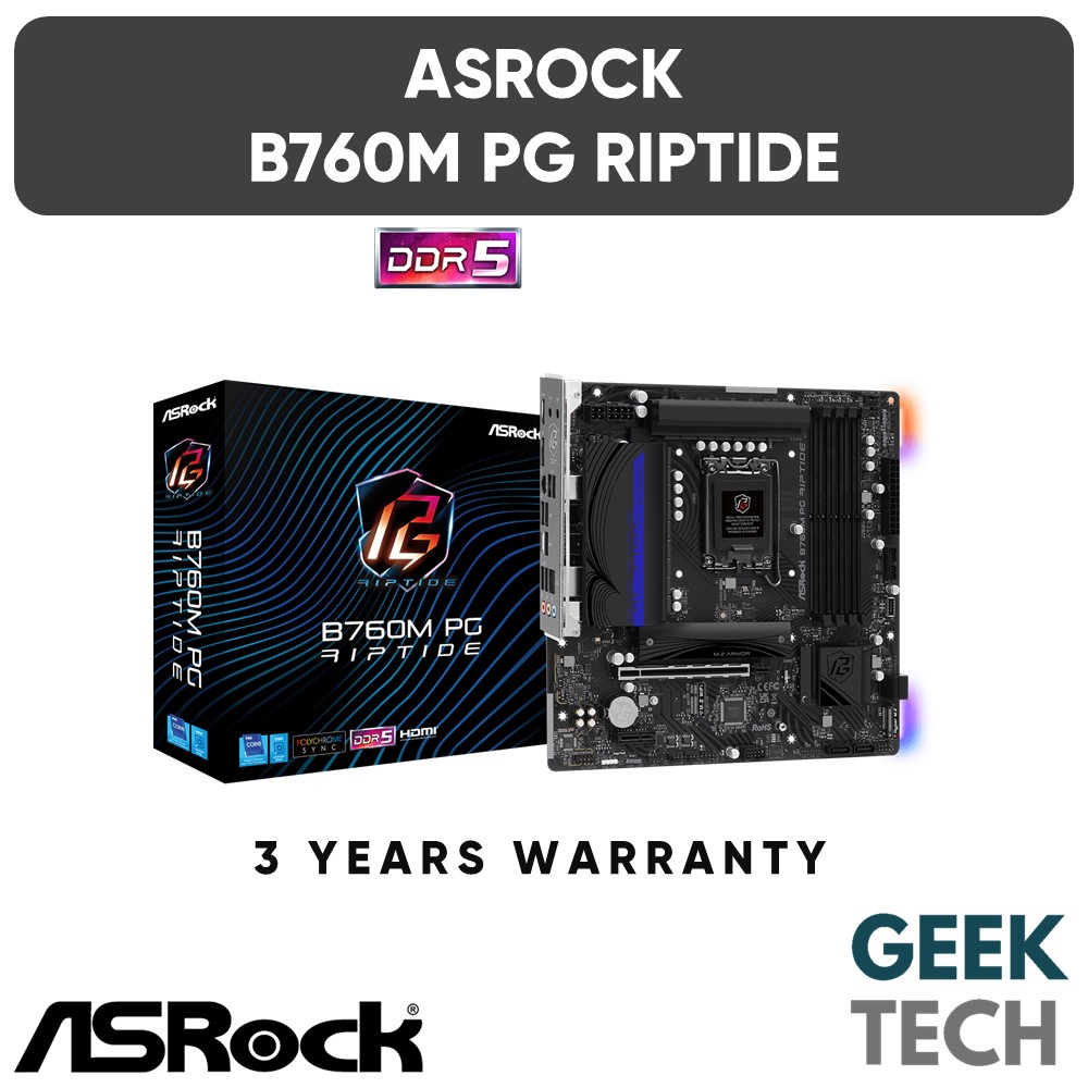 ASRock B760M PG Riptide mATX Motherboard - Support 13th&12th Gen Intel ...
