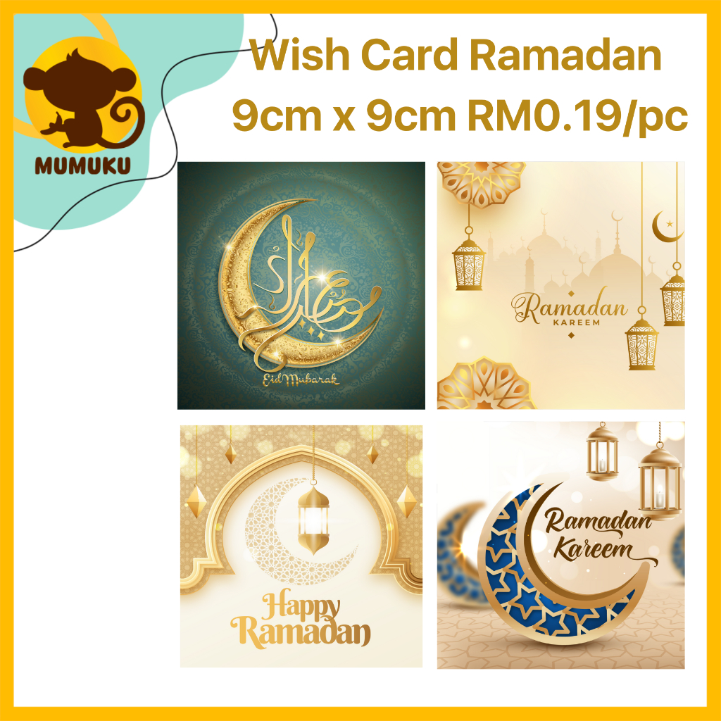 🔥ReadyStock🔥 Square Ramadan Card (Front Printing) Kad Thank You/Message ...