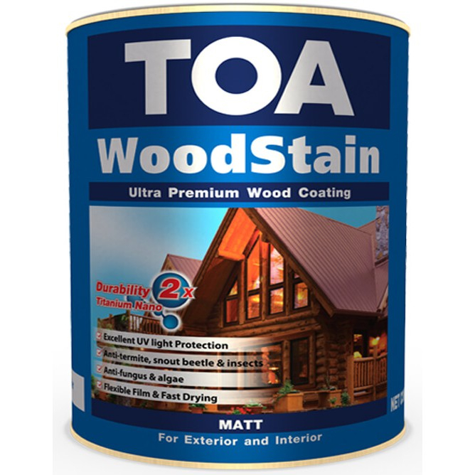 ( MATT ) TOA Woodstain Paint ( 1L ) VARNISH Interior & Exterior Wood ...